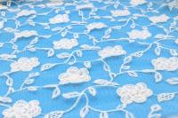 China Chemical Diamond Mesh Allover Lace Fabric With Polyester Yarn Flora Style for sale