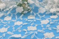 China Chemical Diamond Mesh Allover Lace Fabric With Polyester Yarn Flora Style for sale