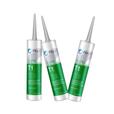 China ZIBOO T1 Neutral Silicone Sealant 300ml High Bonding Strength Non-Toxic Eco-Friendly Construction Adhesive for sale