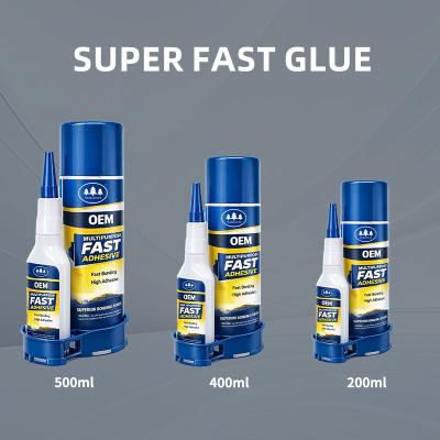 China OEM Cyanoacrylate Super Glue 400ml with 100g Spray Activator Two-Component Instant Adhesive for sale