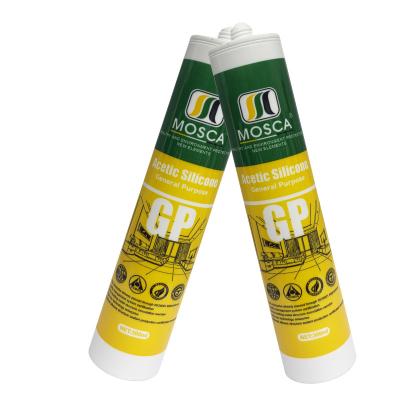 China Waterproof 300ml White Acetic Silicone Sealant Bathroom Window Kitchen for sale