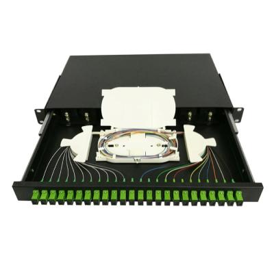 China FTTH 12-24 Core SC/FC/ST/LC Rack Mount Splicing Fiber Optic Patch Panel for sale