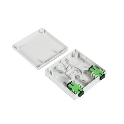 China Wall Mounted 86x86mm Mini 2 Core FTTH Fiber Optic Termination Box ABS for sale