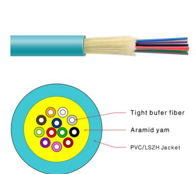 China Tight Buffer GJFJV 12 Core Optical Fiber Cable Indoor Outdoor LSZH for sale