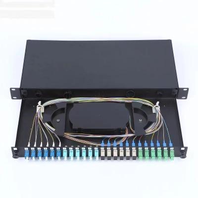 China 24 Port LC Sliding Patch Panel Fiber Optic Termination Box 19 Inch Rack Mount for sale