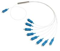 China Fiber Optic PLC Splitter 1x8 SC APC Connector 0.9mm SM 1260-1650nm Low Insertion Loss for sale