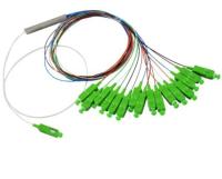 China Fiber Optic PLC Splitter 1x8 SC APC Connector 0.9mm SM 1260-1650nm Low Insertion Loss for sale