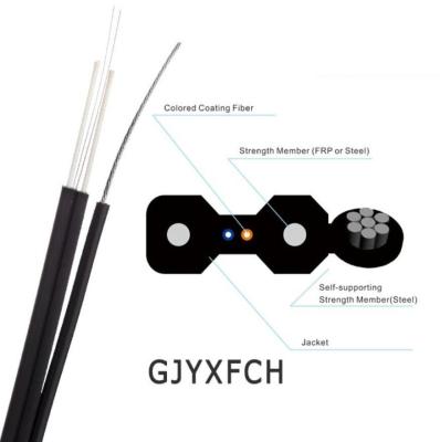 China GJYXFCH 1 Core 2 Core SM Self Supporting FTTH Drop Fiber Optic Cable for sale