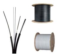 China Low Friction LSZH Sheath FTTH Flat Fiber Optic Cable With Dropping Messenger for sale