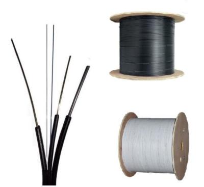 China Low Friction LSZH Sheath FTTH Flat Fiber Optic Cable With Dropping Messenger for sale