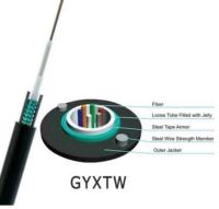 China Outdoor GYFTY 24 48 Core Fiber Optic Cable FRP Strength Member PE Sheath for sale
