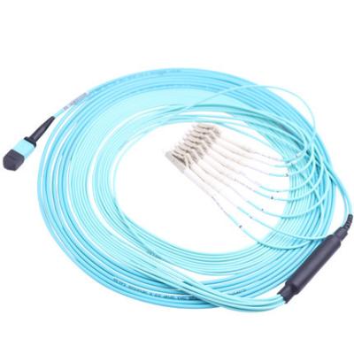 China 12 Core MPO to LC Fanout Patch Cord 2.0mm MTP Breakout Cable Fiber Optic Jumper for sale
