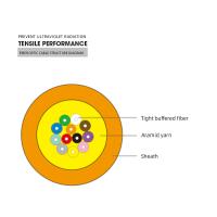 China 24 Core Tight Buffered GJFJH Indoor Fiber Optic Cable 0.5mm FRP LSZH 900um for sale