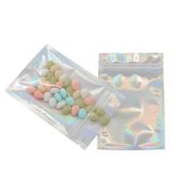 China Front Clear Hologram Plastic Food Packaging Bags With Zip Lock for sale