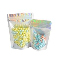 China Clear Mylar Plastic Food Packaging Hologram Bags With Zip Lock Resealable Smell Proof for sale