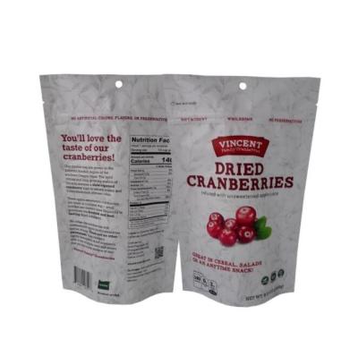 China Dried Cranberries Stand Up Zipper Pouch Resealable Packaging Bag 1000g 2kg ISO 9001 for sale