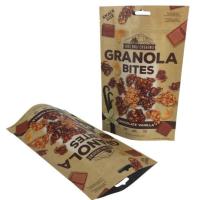 China Snack Packaging Kraft Paper Pouch Zip Lock Gravnre Printing 180 Micron With Hand Hole for sale