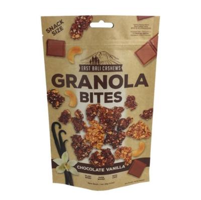 China Snack Packaging Kraft Paper Pouch Zip Lock Gravnre Printing 180 Micron With Hand Hole for sale