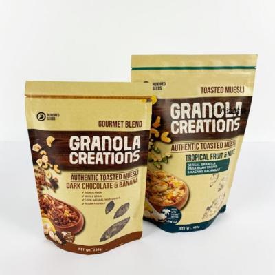 China Doypack Biodegradable Packaging Bags Kraft Paper 100g 200g 500g With Compostable Zipper for sale