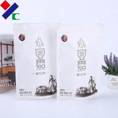 China BRC White Brown Kraft Paper Pouch Stand Up  Bag For Coffee Tea for sale