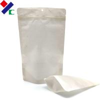 China 200 Microns White Kraft Paper Stand Up Pouch With Window Biodegradable for sale