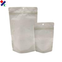 China 200 Microns White Kraft Paper Stand Up Pouch With Window Biodegradable for sale