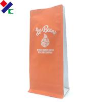 China Custom Stand Up Zipper Plastic Coffee Bags With Flat Bottom for sale
