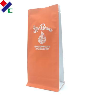 China Custom Stand Up Zipper Plastic Coffee Bags With Flat Bottom for sale