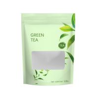 China Organic Jasmine Green Tea Stand Up Zipper Pouch Transparent Window Kraft Bags 10 Packs for sale