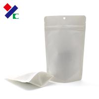 China Compostable Biodegradable Packaging Bags White Kraft Stand Up Pouch With Zipper for sale
