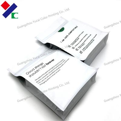 China Compostable Flat Bottom Stand Up Pouch Gloss Finish Air Tightness for sale