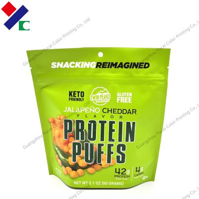 China BRC Stnad Up Packaging Bags for Protein Puffs Snacks Candy Sweet Mango 50g for sale