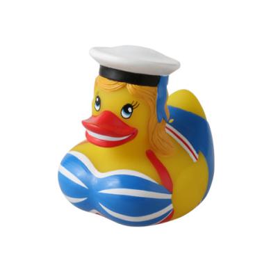 China Sexy Sailor Decorated Personalised Bath Duck Vinyl Floating 10cm Length Lady Duck for sale