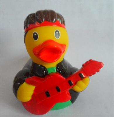 China Guitar Player Character Rubber Duck Bath Toys , Rubber Duckies That Float Upright for sale
