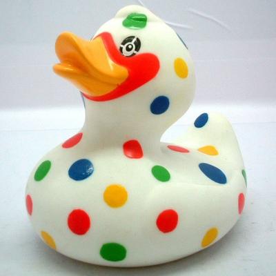 China Dot Painting Multi Colored Rubber Ducks Toy , Custom Mini Blue Rubber Ducks RoHS for sale