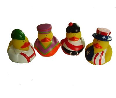 China Phthalate Free Vinyl Small Yellow Rubber Ducks With Nation Flag Pattern for sale