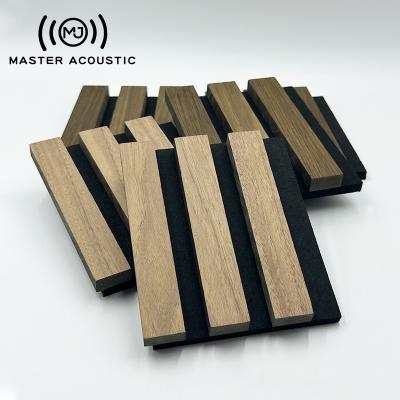 China Custom Acoustic Slat Wood Panels 2400*600MM Sound Absorbing Wood Wall Panels Grey for sale