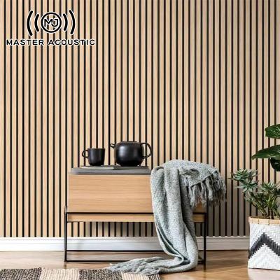 China Fireproof Slat Acoustic Panels Lightweight Natural Wood Acoustic Panels 2400*600MM for sale