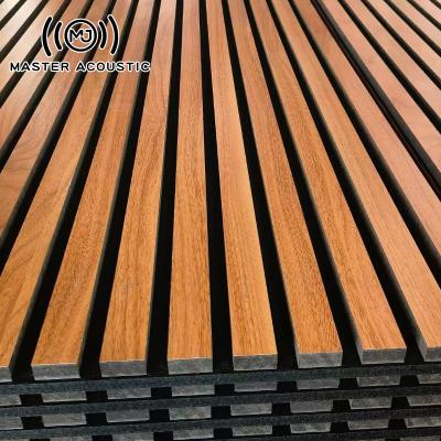 China Impact Resistant Slat Acoustic Panels Black White Grey Natural Wood Veneer Panels for sale