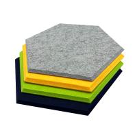 China Self Adhesive Hexagon Wall Panels 9mm Thick Polyester Acoustic Board NRC 0.9 for sale