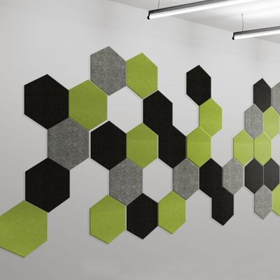 China Black Sound Acoustic Panels PET Hexagon Felt Wall Tiles Environmentally Friendly for sale