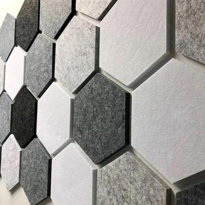 China NRC 0.9 Sound Acoustic Panels Fireproof Polyester Fiber Acoustic Panel Hexagonal For School Hospital for sale