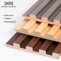 China Solid Wood Slat Acoustic Panels Modern Fluted Ceiling Panels Black Whit Grey for sale
