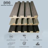 China Solid Wood Slat Acoustic Panels Modern Fluted Ceiling Panels Black Whit Grey for sale