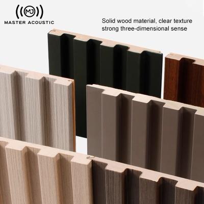 China Solid Wood Slat Acoustic Panels Modern Fluted Ceiling Panels Black Whit Grey for sale