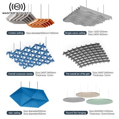 China B1 Polyester Ceiling Tiles NRC 0.85 - 0.95 Acoustic Ceiling Tiles For Commercial Building Soundproofing for sale