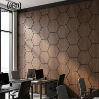 China Hexagonal Wood Slat Acoustic Panels for Professional Sound Absorption Design for sale