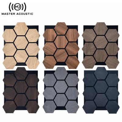 China Hexagonal Wood Slat Acoustic Panels for Professional Sound Absorption Design for sale