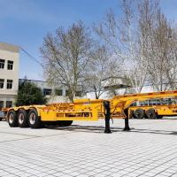 China 3 axle 40ft 20ft Skeleton Semi Trailer 20ft 40ft 45ft container with 12 twist locks for sale