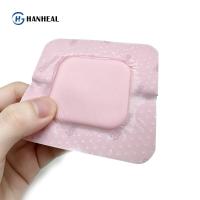 China Hangu OEM Bordered Silicone Foam Wound Dressing Pink 5x5cm for sale